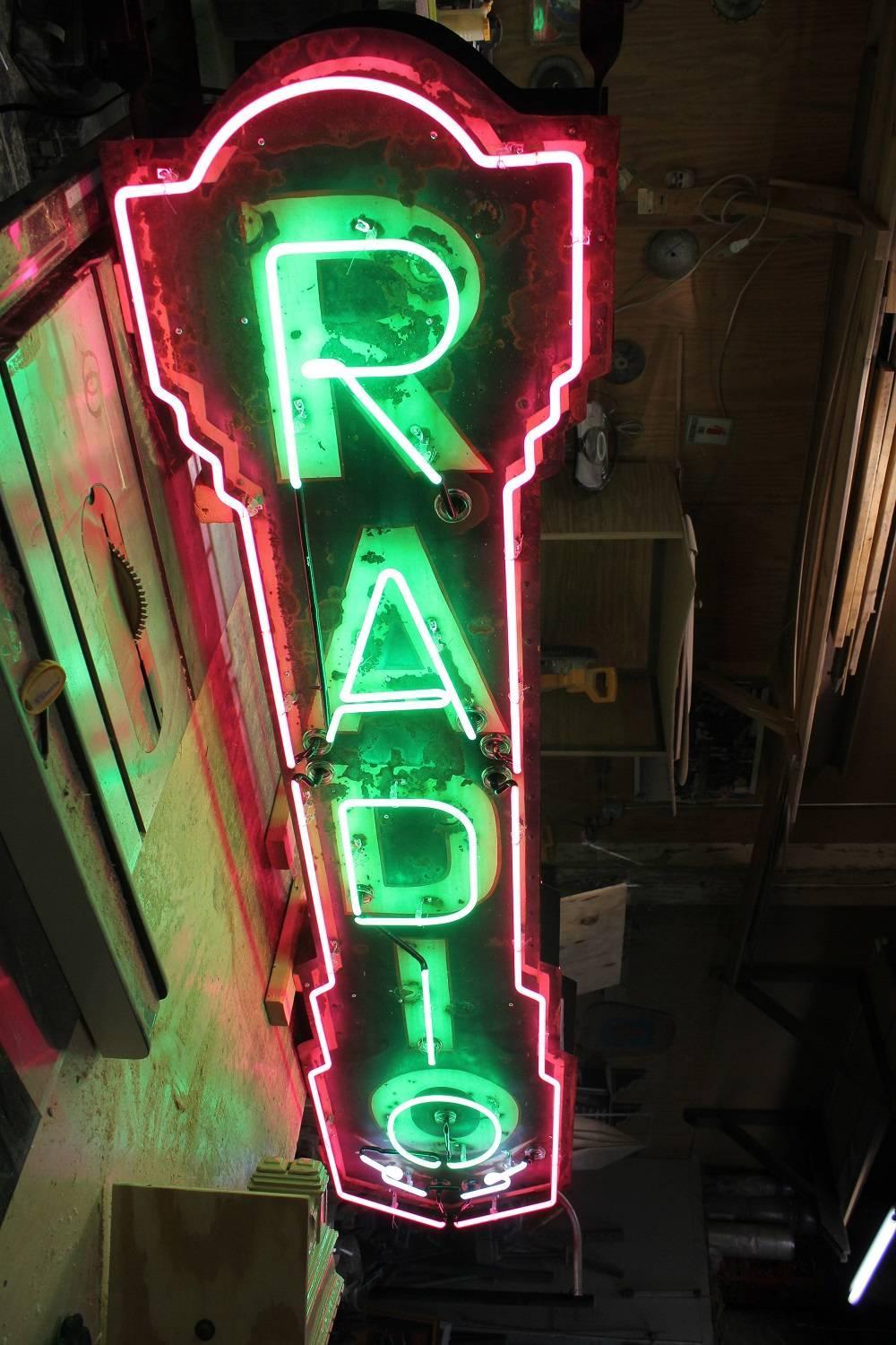 Art Deco Double-Sided Neon Sign RADIO at 1stdibs