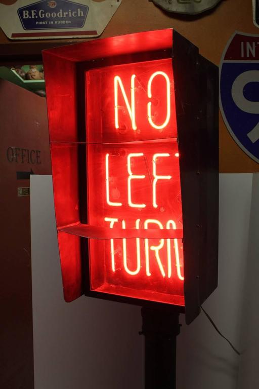 1930's Neon "No Left Turn" Traffic Freestanding Light at 1stDibs