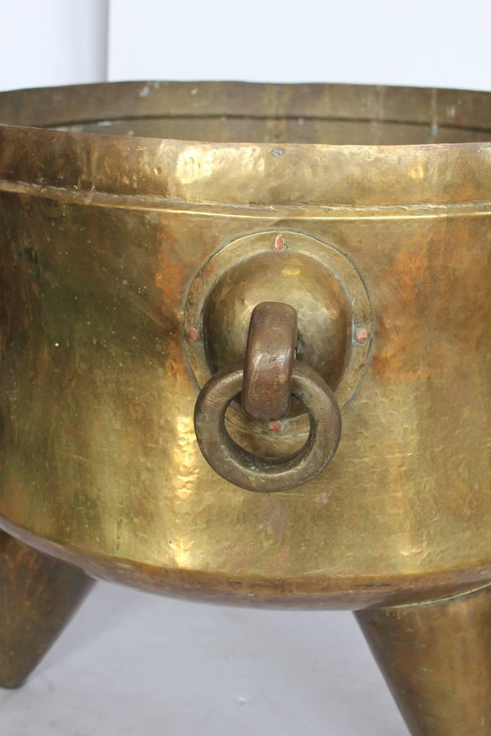 Giant Antique Decorative Brass Footed Cauldron With Handles For Sale at ...
