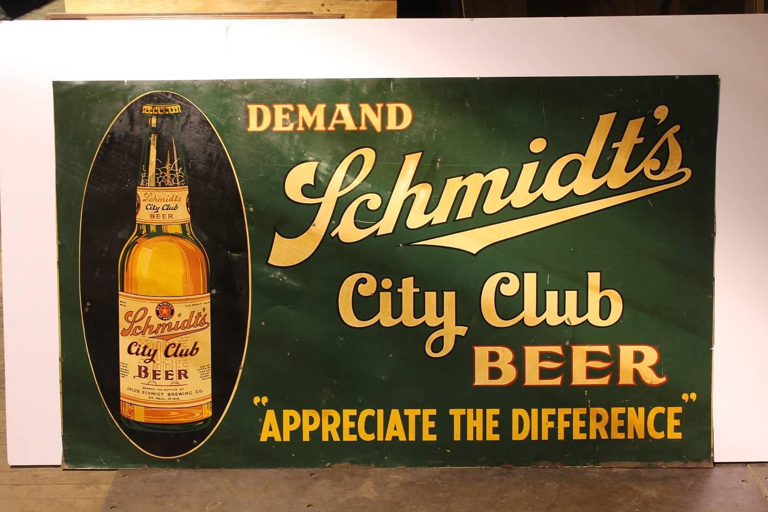 Large 1930s American Tin Advertising Sign "City Club Beer" For Sale at ...