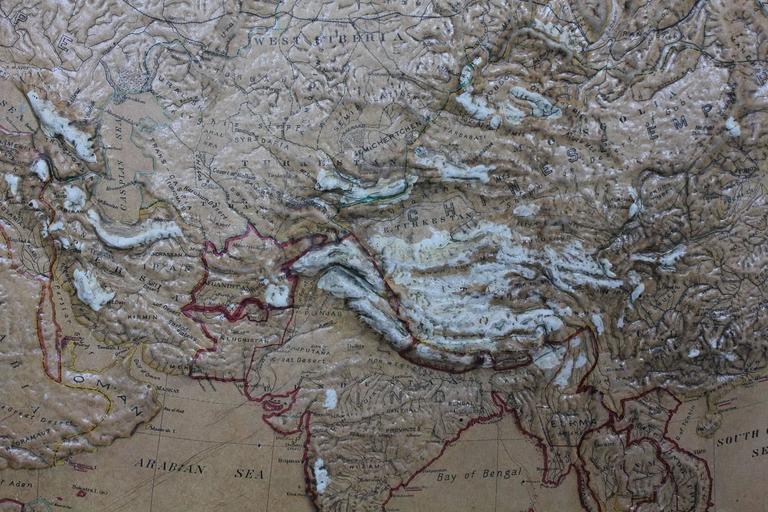 Large 1900s Relief Map of Asia For Sale at 1stDibs