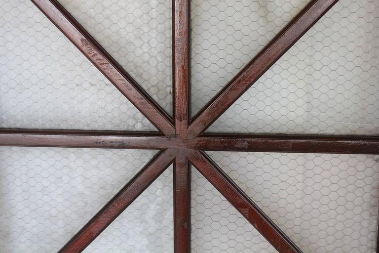Early 1900s American Wood and Chicken Wire Glass Window, Two Available ...