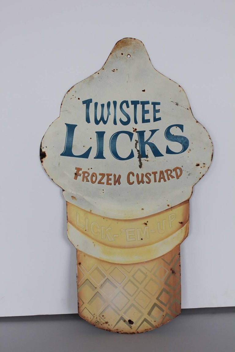 1950s Ice Cream Metal Sign at 1stDibs