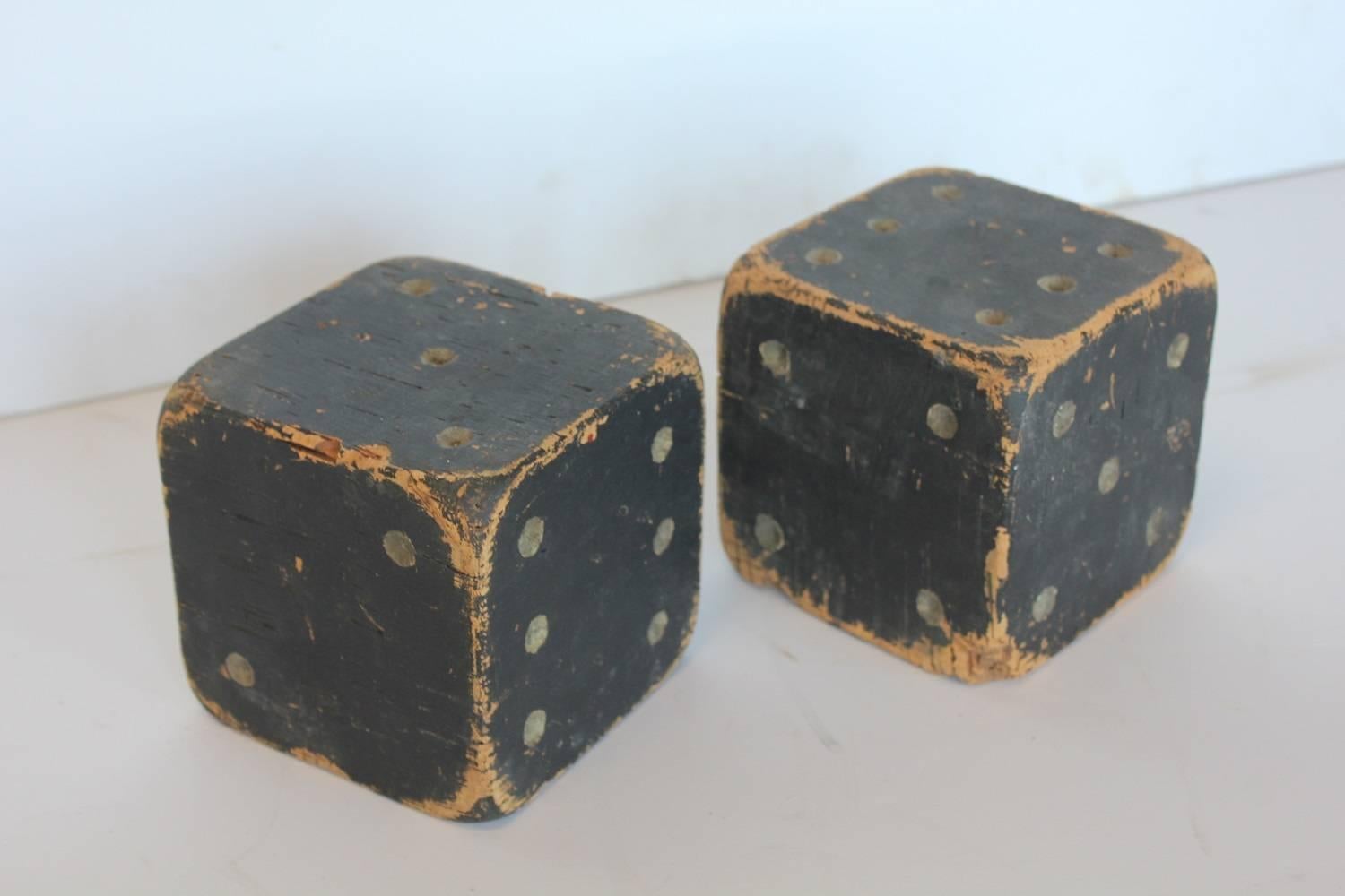 Antique Large Carnival Wood Dice For Sale at 1stDibs