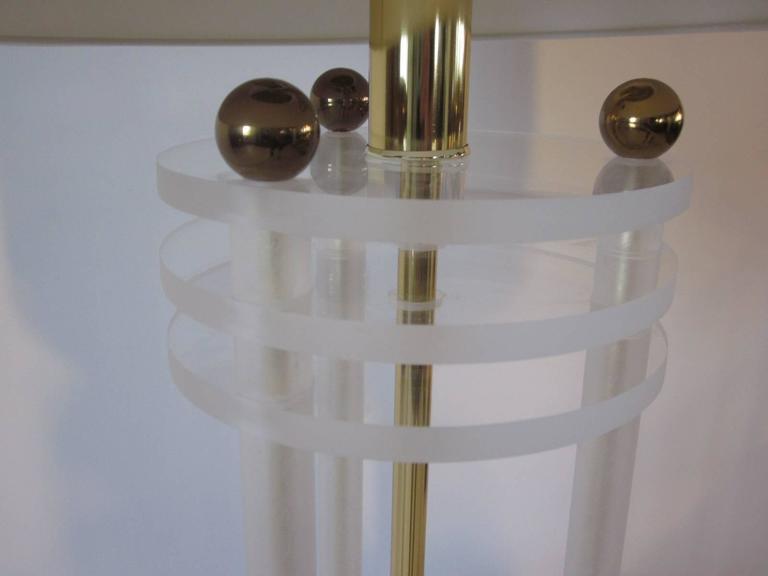 Brass and Lucite Column Table Lamps For Sale at 1stDibs