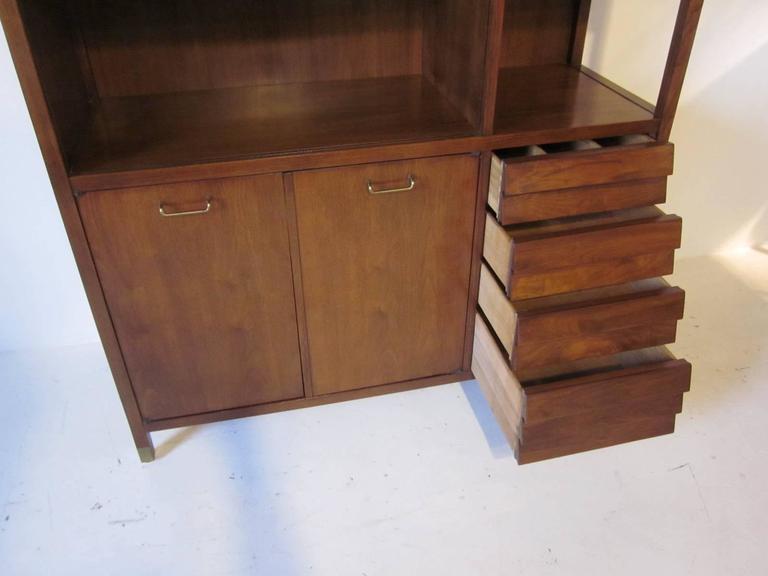 American of Martinsville Tall Walnut Cabinet Server, Bookcase or China ...