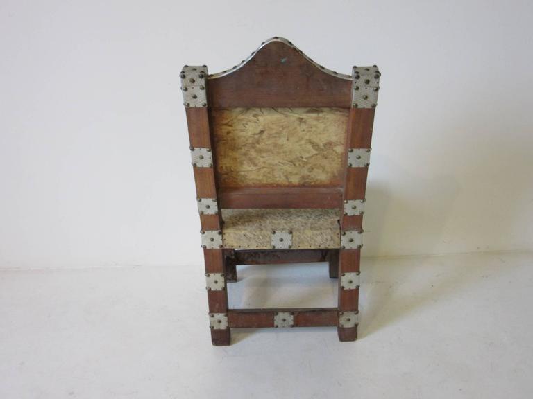 Folk Art African Royal or Prince Aluminum and Metal Studded Animal Skin ...