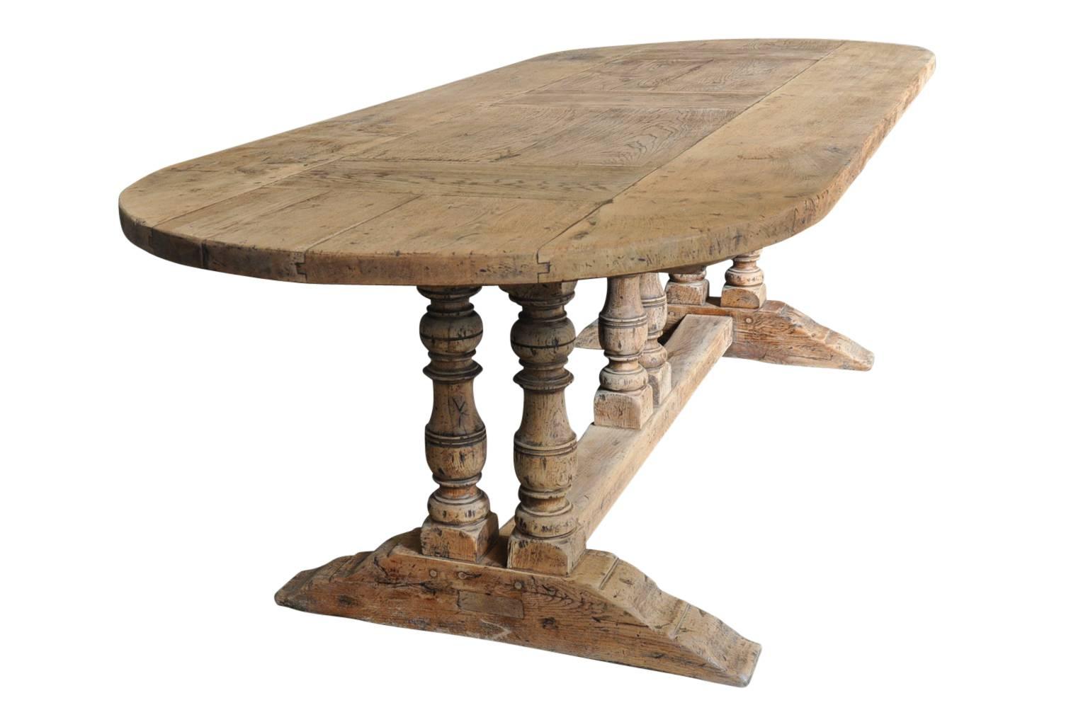French Baluster Leg Oval Farm Table, Trestle Table at 1stDibs | oval ...
