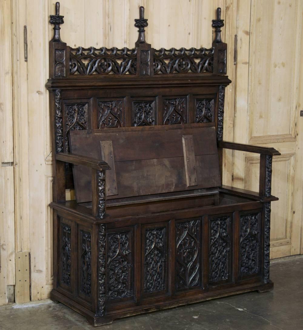 19th Century French Gothic Hall Bench For Sale at 1stdibs