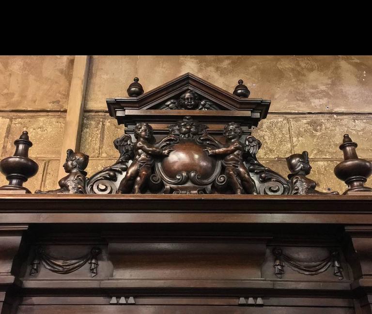 19th Century Italian Renaissance Display Armoire/Bookcase with Brass ...