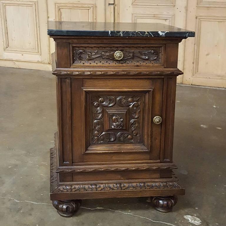 Antique Italian Renaissance Hand-Carved Walnut BLack Marble Top ...