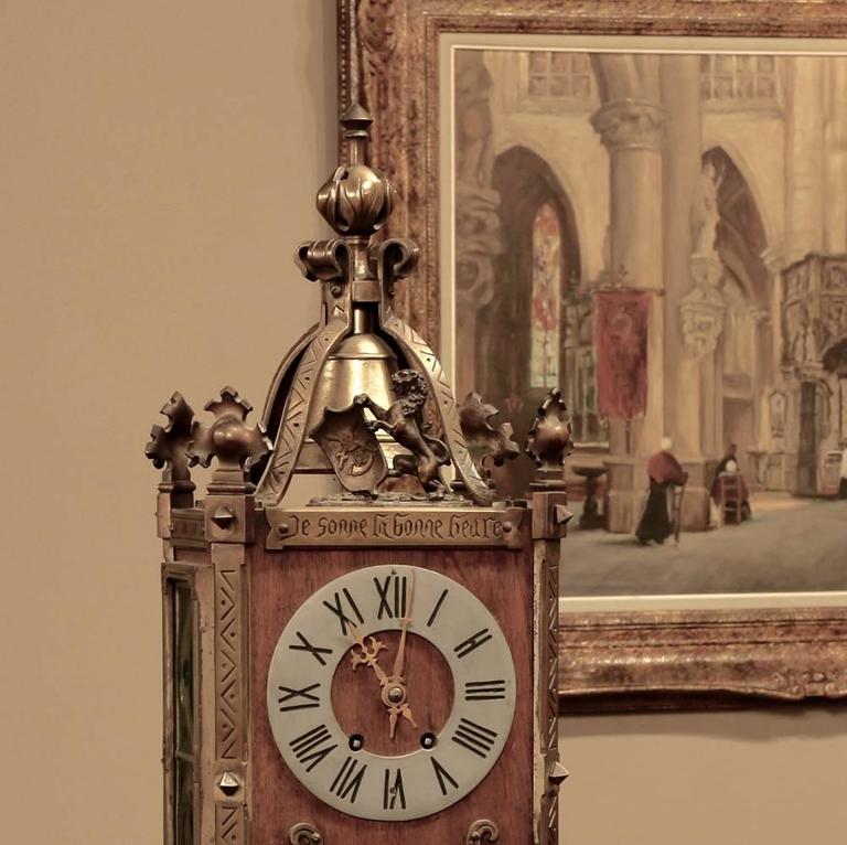 Antique Gothic Revival Bronze and Wood Mantel Clock at 1stDibs ...