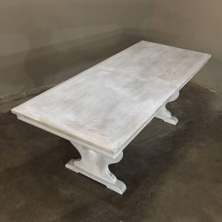 Antique Rustic Whitewashed Oak Painted French Trestle Table at 1stDibs ...
