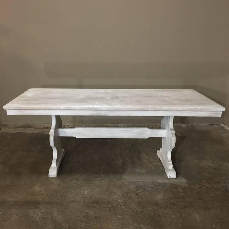 Antique Rustic Whitewashed Oak Painted French Trestle Table at 1stDibs ...