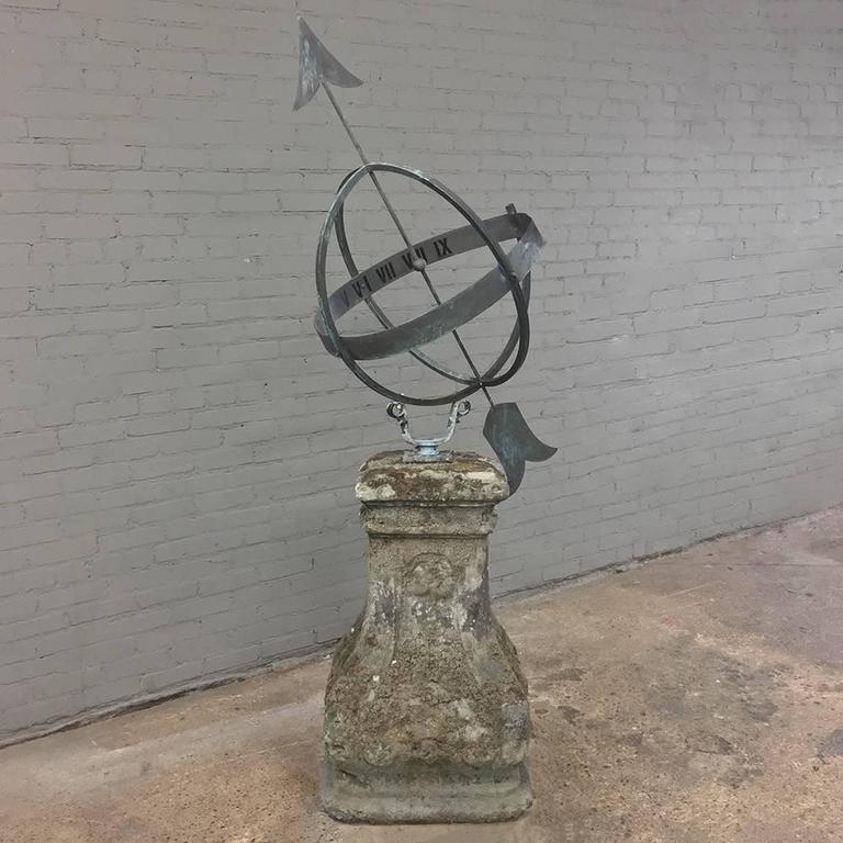 French Cast Stone and Iron Sun Clock Armillary at 1stDibs