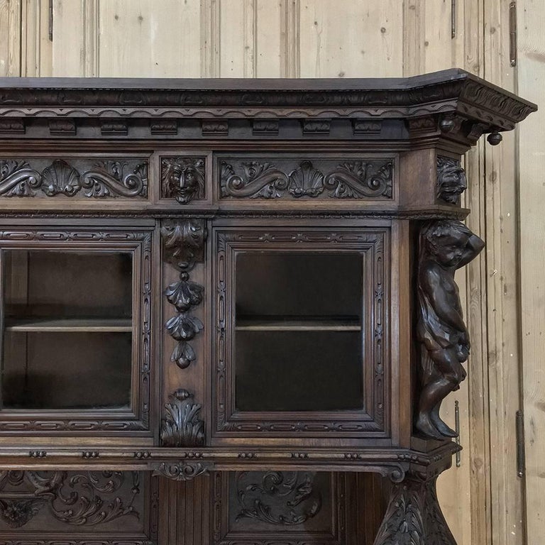 19th Century, Italian Renaissance Bar in Hand-Carved Walnut at 1stDibs