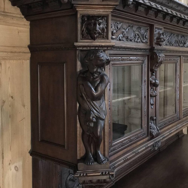 19th Century, Italian Renaissance Bar in Hand-Carved Walnut at 1stDibs