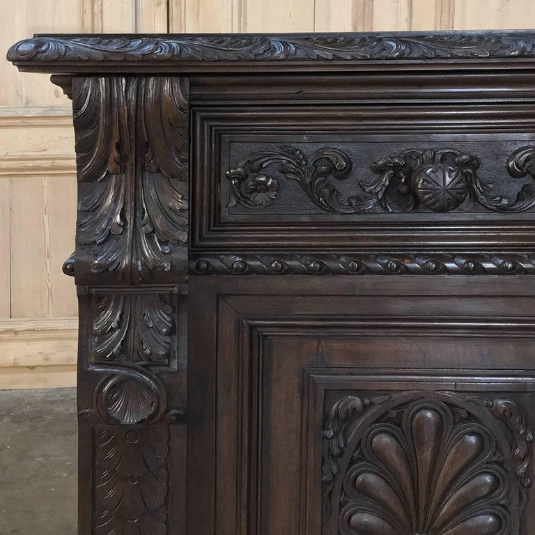 19th Century Italian Walnut Renaissance Shallow Buffet at 1stDibs