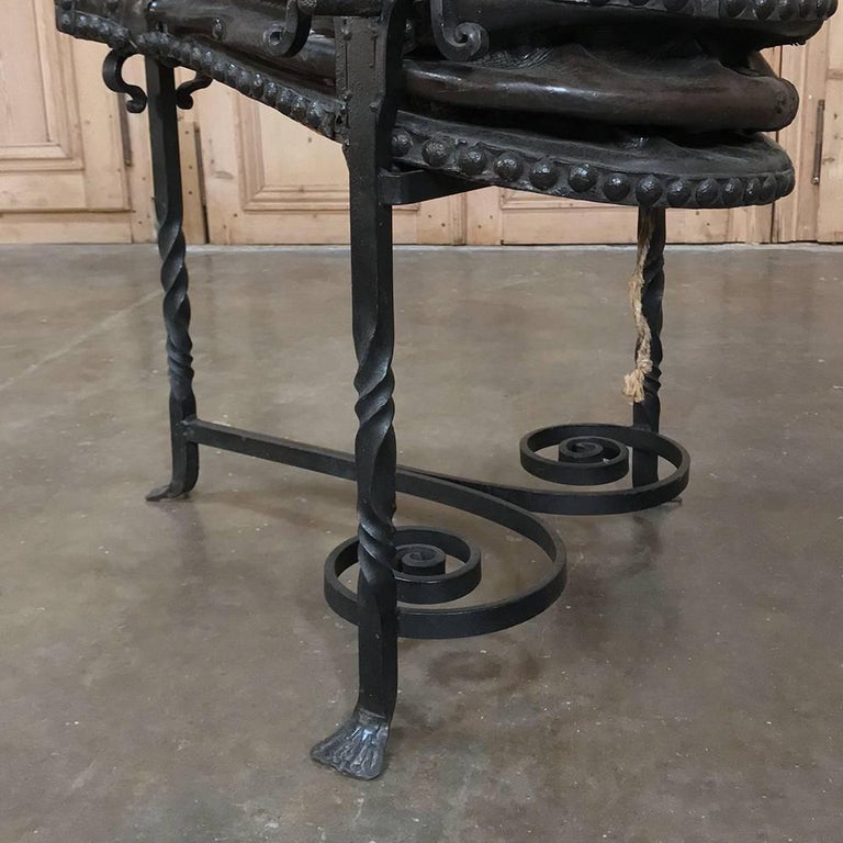 19th Century Forge Bellows on Wrought Iron Stand at 1stDibs