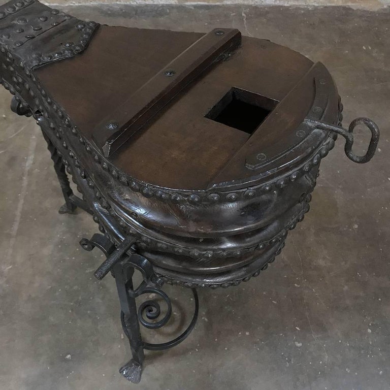 19th Century Forge Bellows on Wrought Iron Stand at 1stDibs