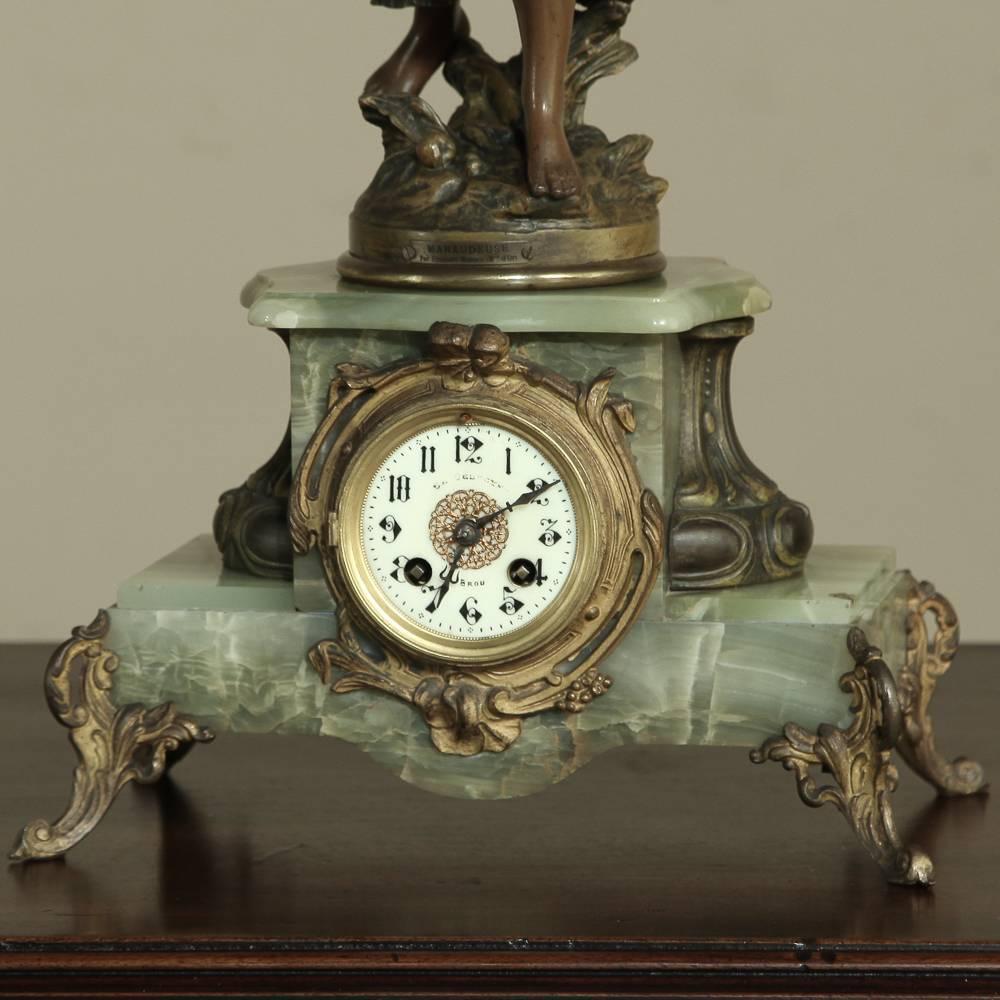 19th Century Mantel Clock on Onyx Base For Sale at 1stdibs