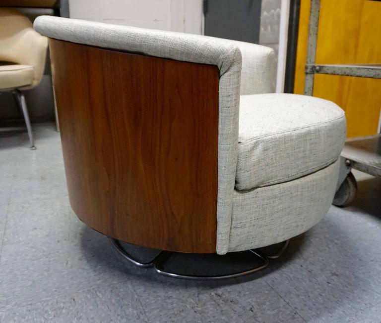 1960 Pair of Selig Barrel Back Swivel Chairs at 1stDibs