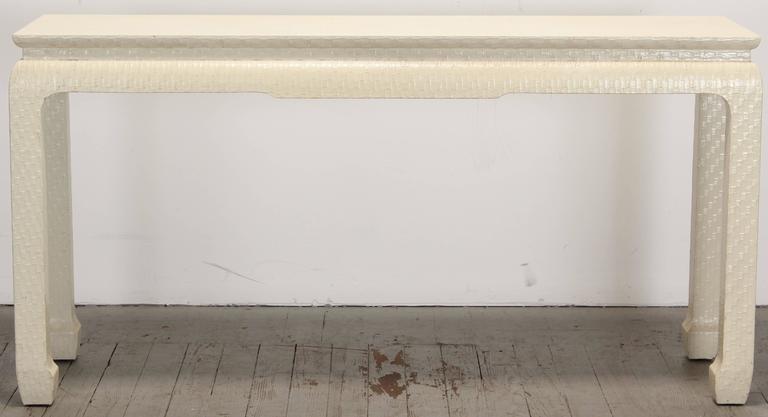Baker Raffia Console Sofa Table, 1970 at 1stDibs