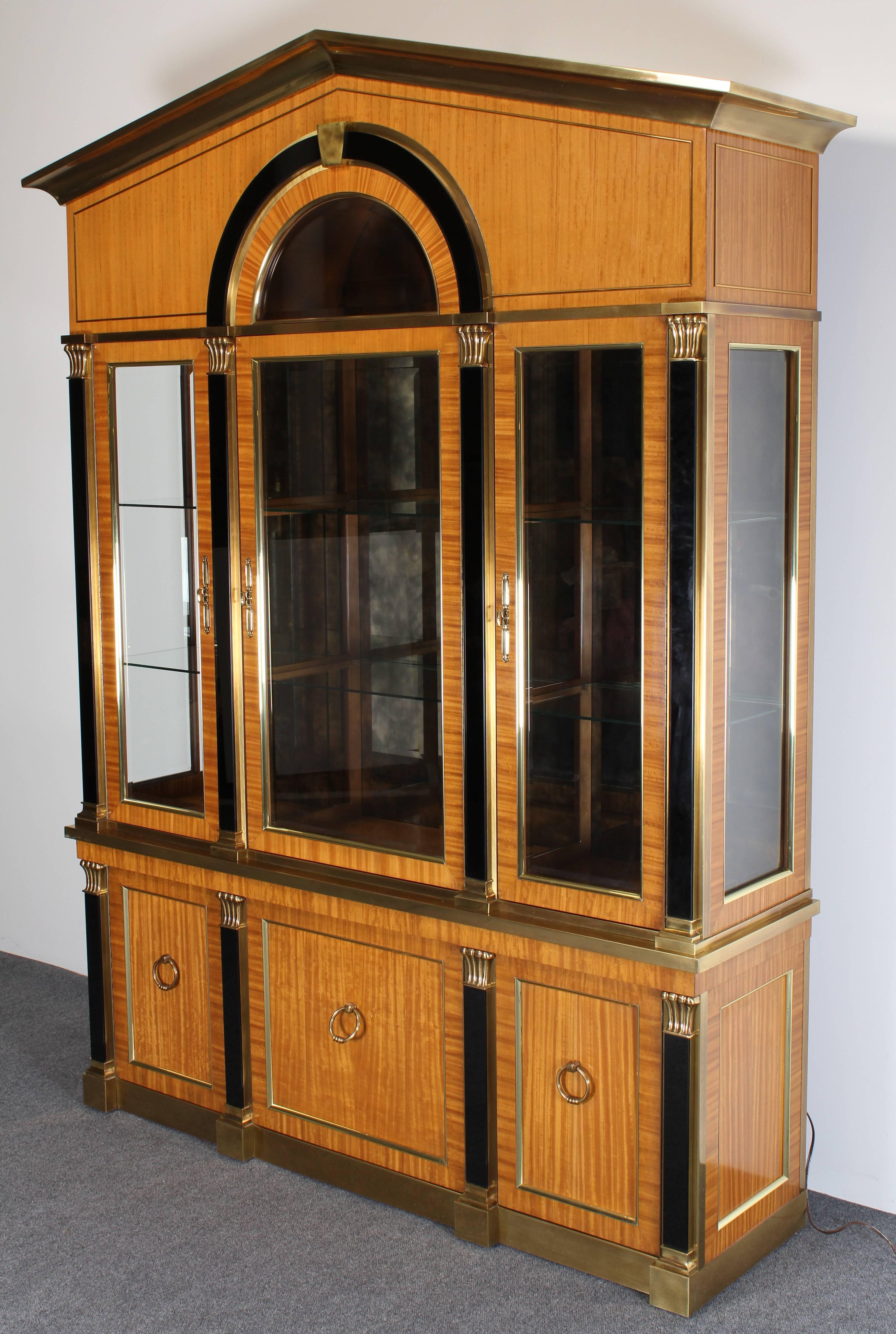 Mastercraft Two-Piece Breakfront Display Cabinet, 1970 at 1stDibs