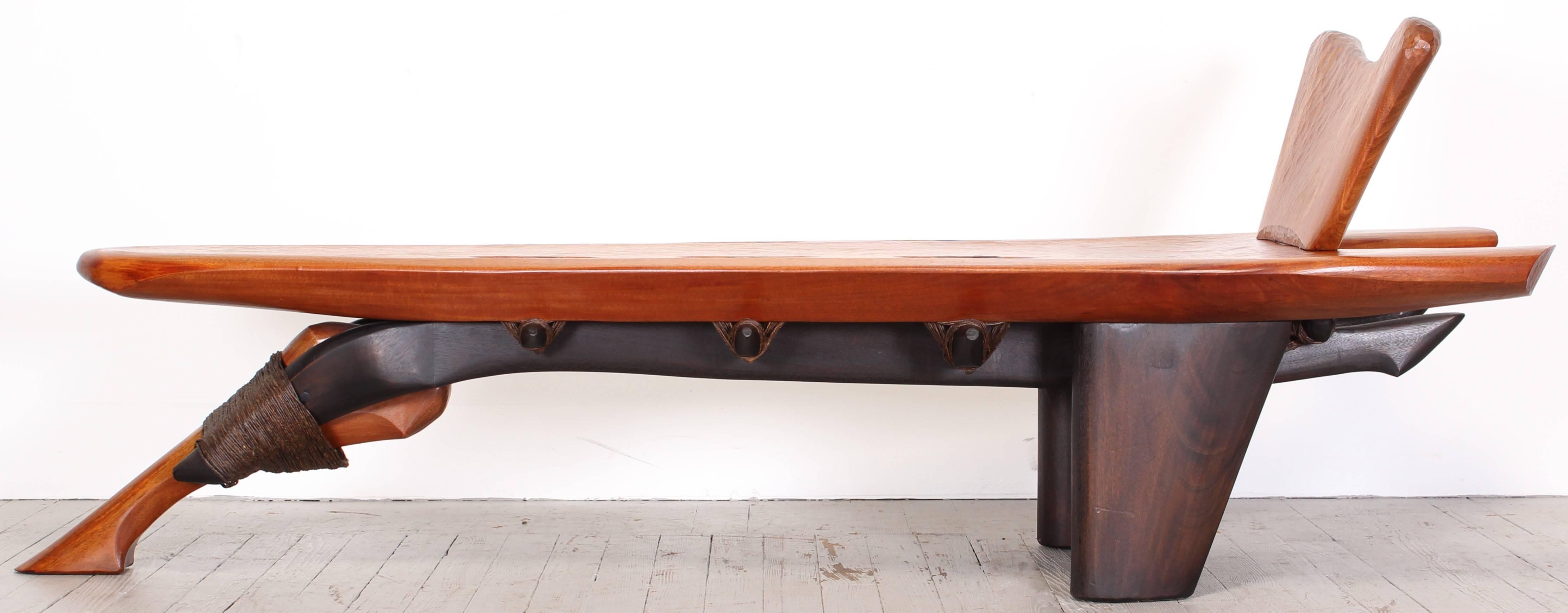 Studio Hand-Carved Bubinga Wood Chaise Lounge by Keith Crowder, 1985 ...