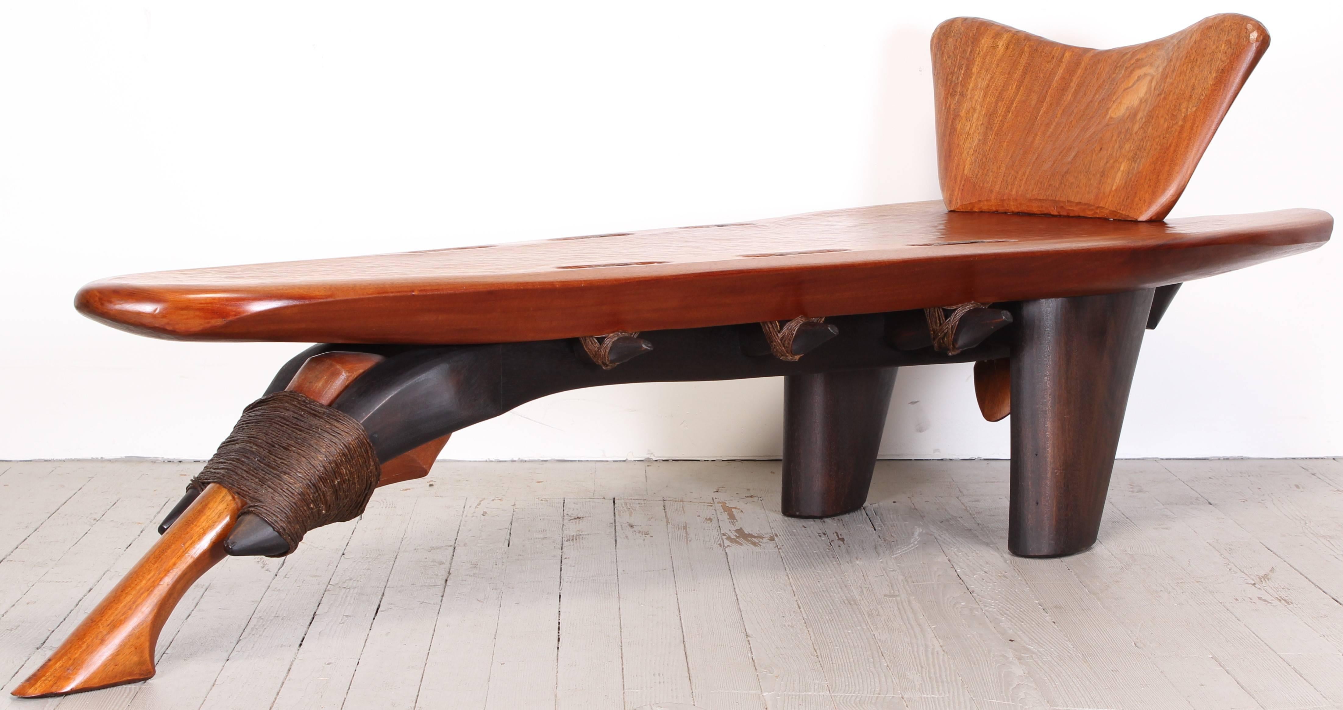 Studio Hand-Carved Bubinga Wood Chaise Lounge by Keith Crowder, 1985 ...