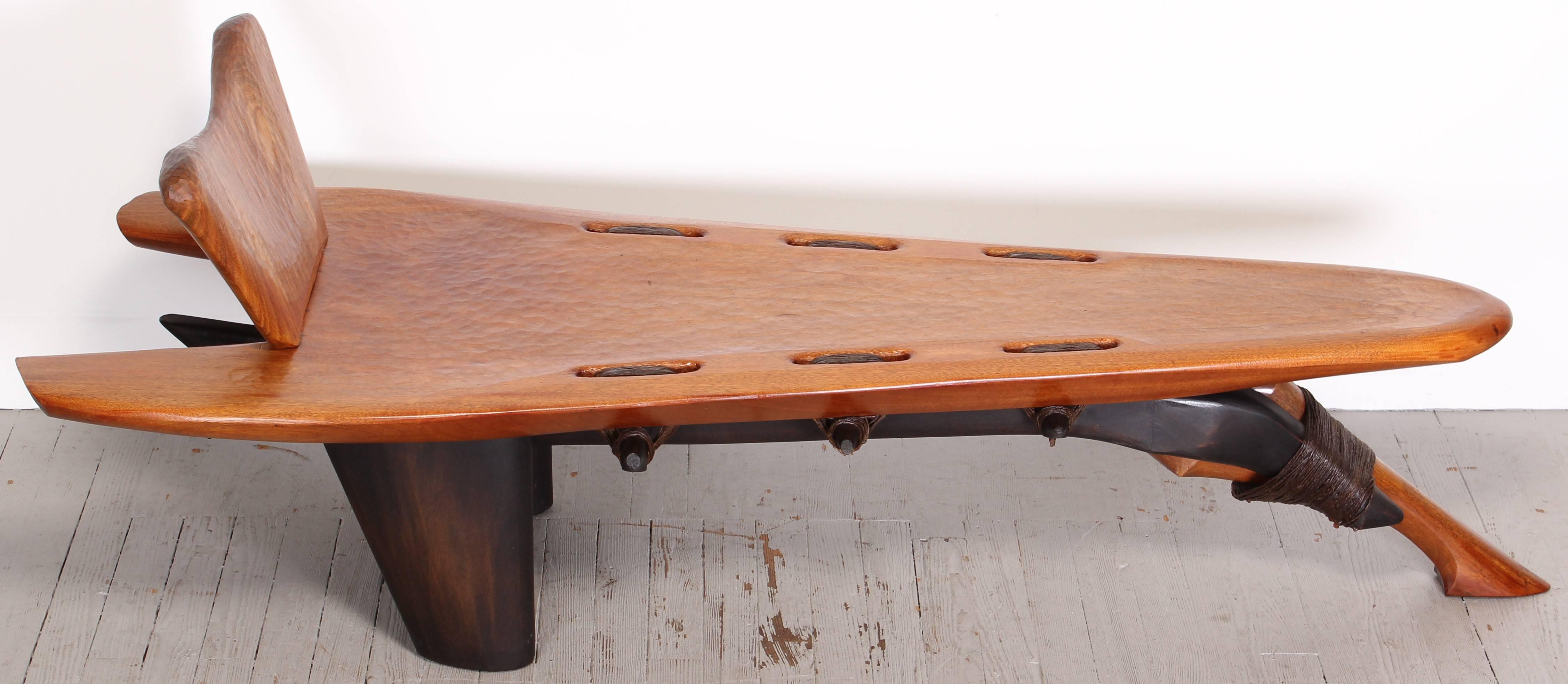 Studio Hand-Carved Bubinga Wood Chaise Lounge by Keith Crowder, 1985 ...