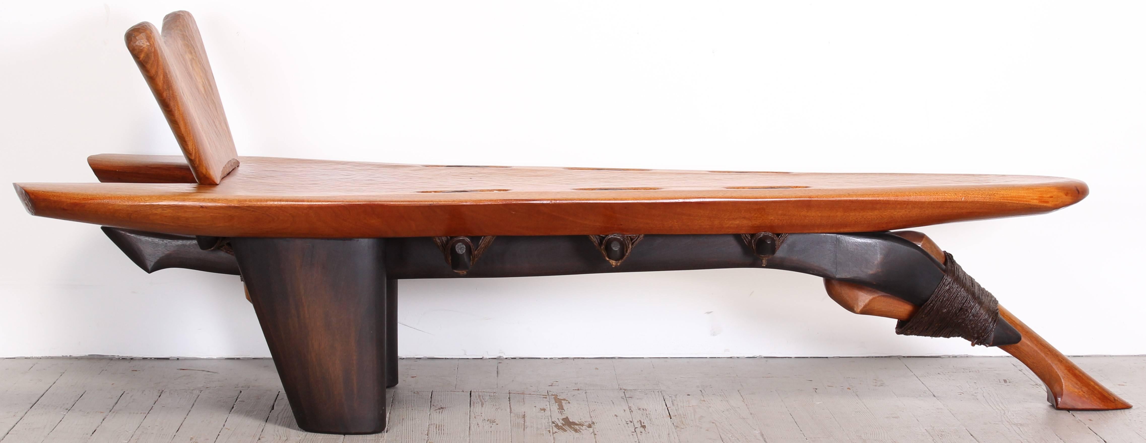 Studio Hand-Carved Bubinga Wood Chaise Lounge by Keith Crowder, 1985 ...