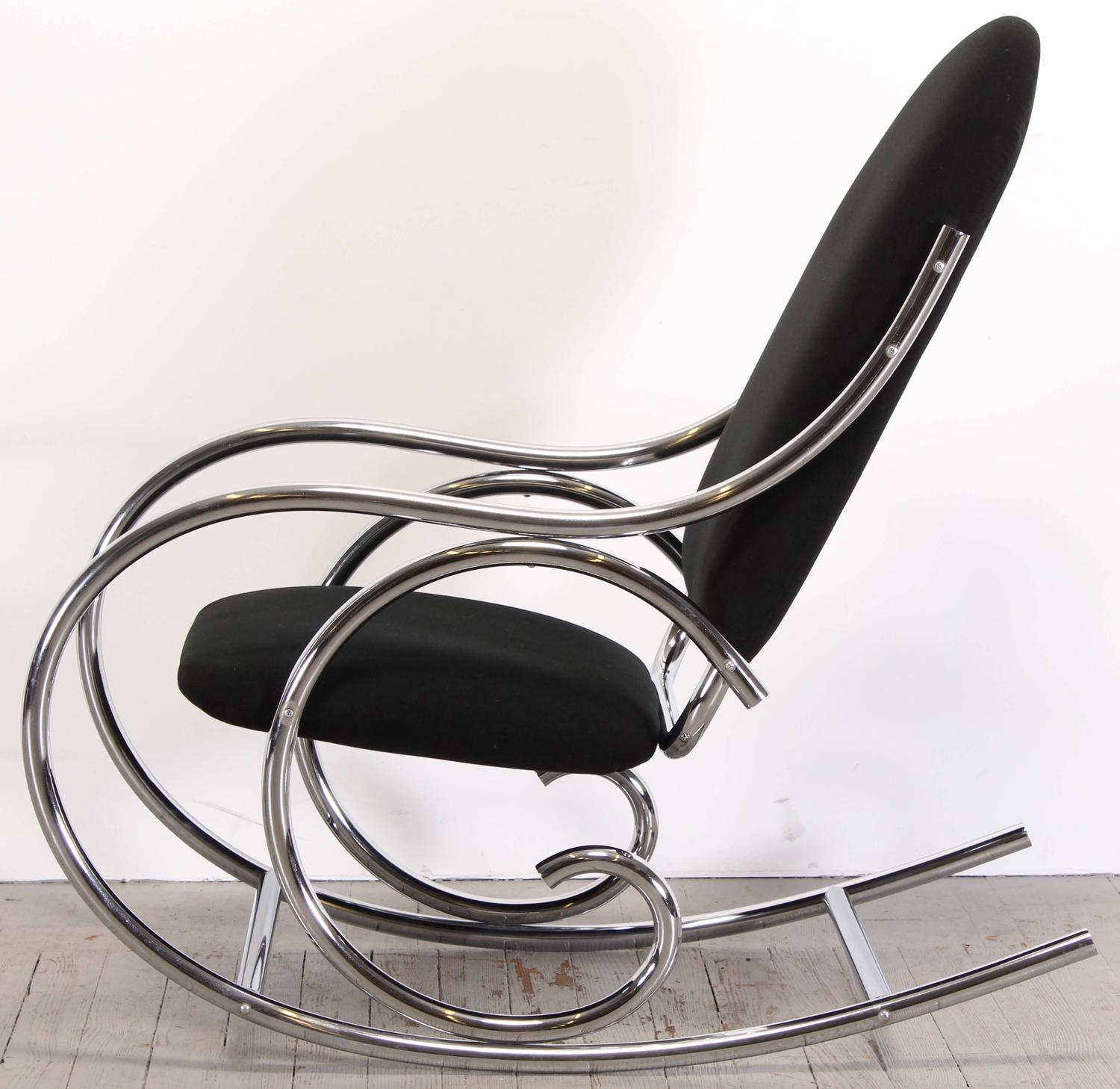 Thonet Style Chrome Rocking Chair, 1970s at 1stdibs