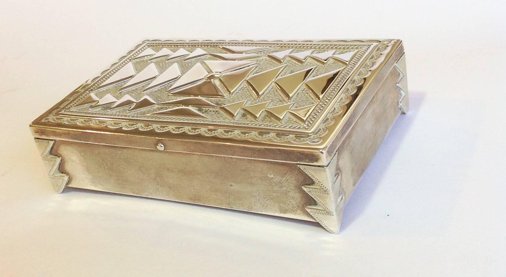 Kenneth Begay Sterling Silver Box at 1stDibs