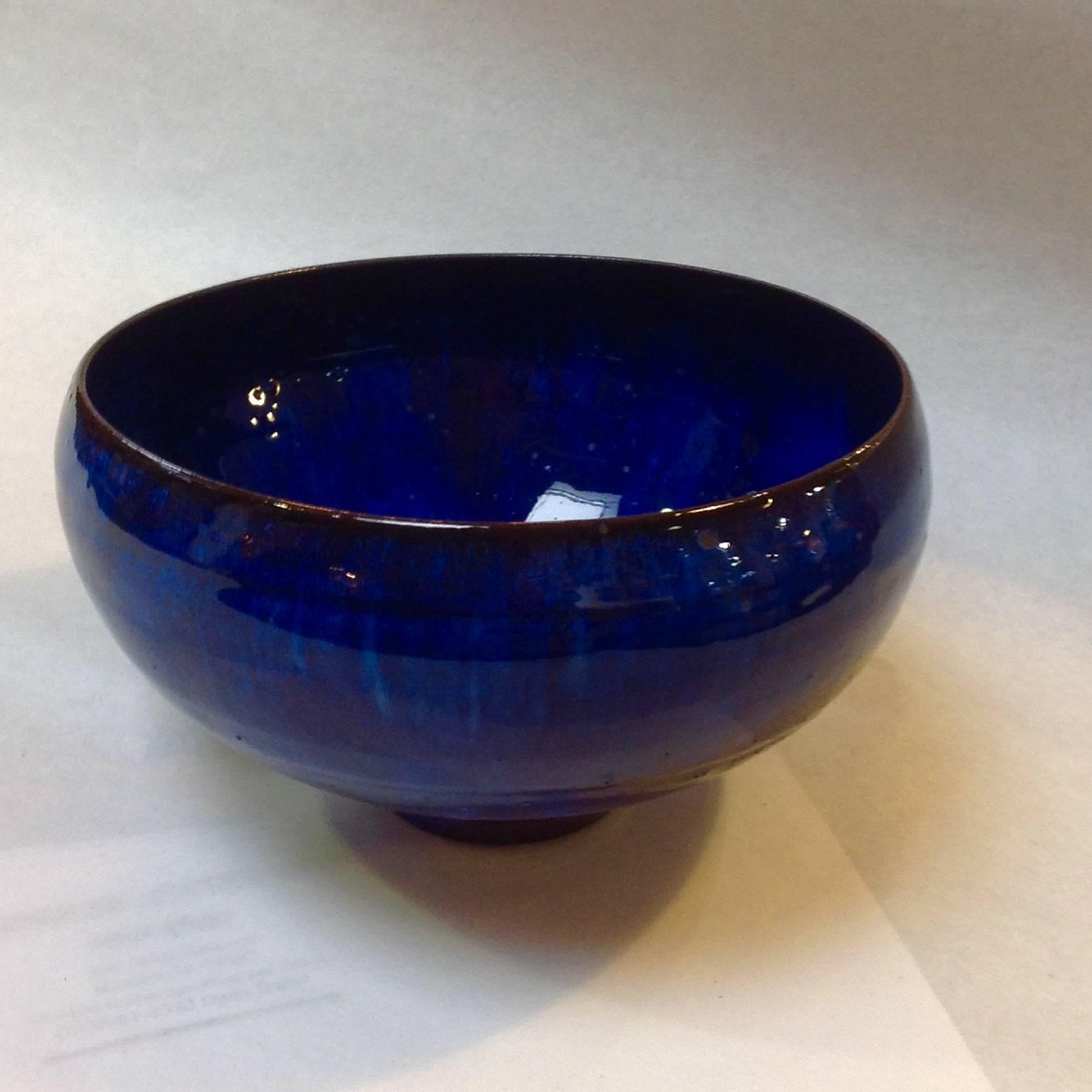 Gertrude and Otto Natzler 'Mystic' Blue Glazed Bowl For Sale at 1stDibs
