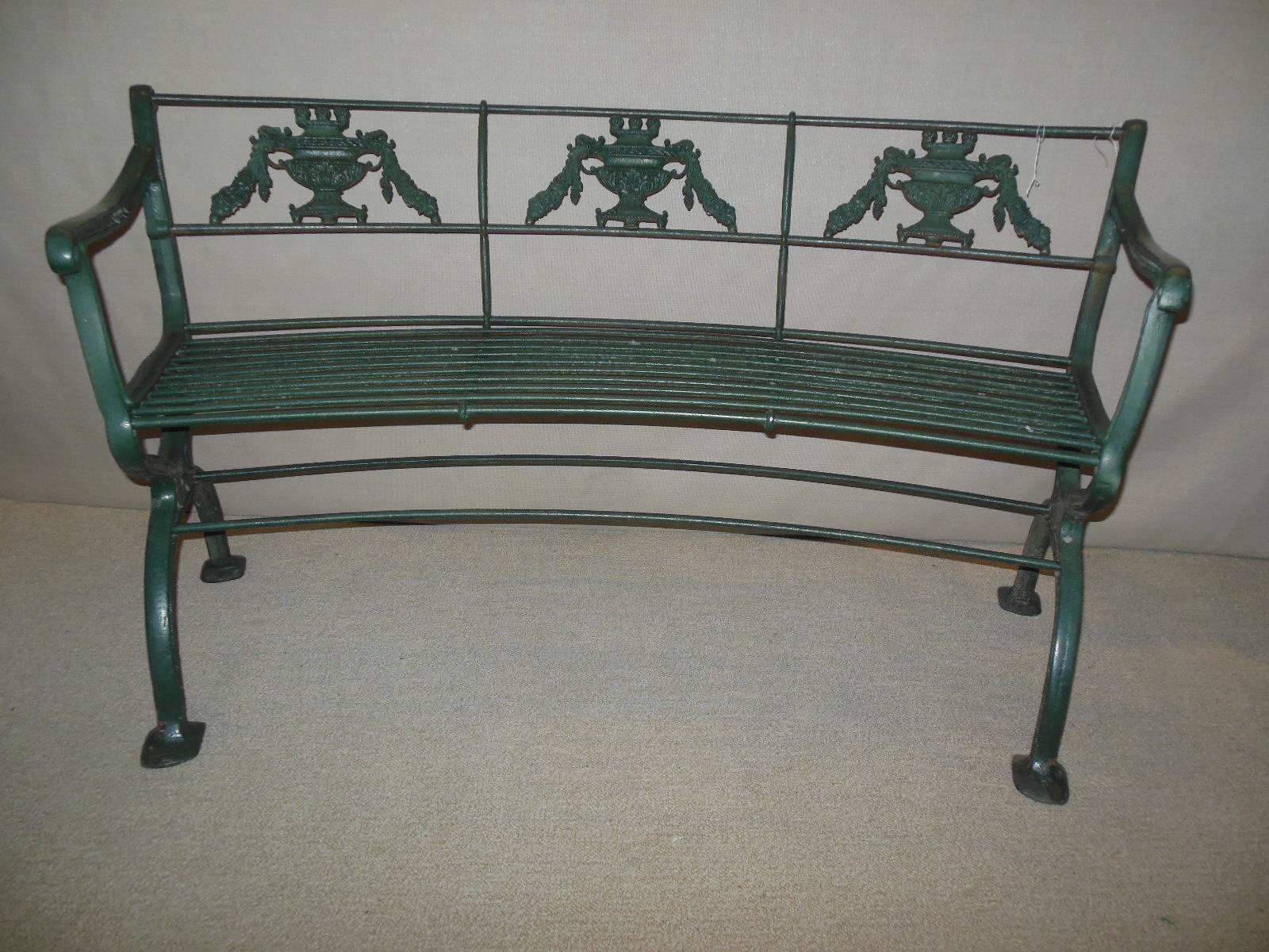 Cast Iron Regency Bench and Pair of Chairs For Sale at 1stDibs