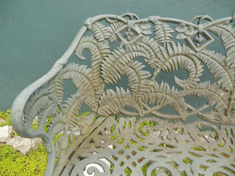 Garden Bench, Fern Pattern, Antique Cast Iron For Sale at 1stDibs