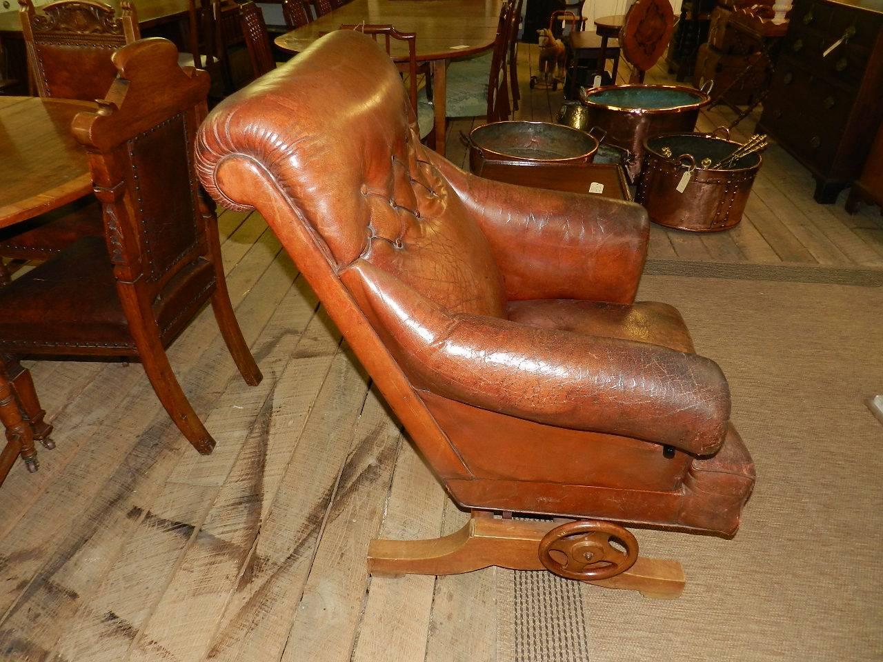 Antique Leather Recliner Armchair For Sale at 1stDibs | vintage leather ...
