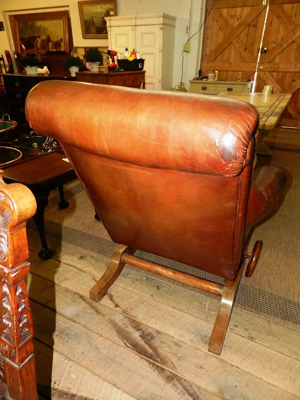 Antique Leather Recliner Armchair For Sale at 1stDibs | vintage leather ...