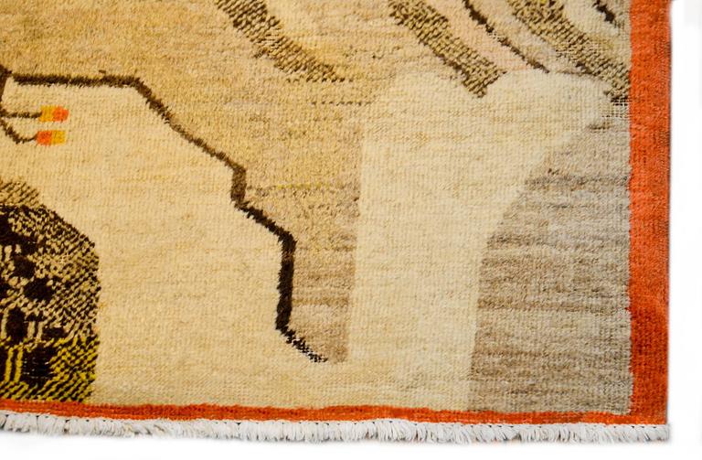 Early 20th Century Pictorial Samarkand Rug For Sale at 1stDibs