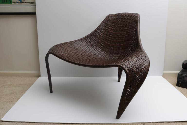Biomorphic Form Chair in Dark Walnut Colored Woven Leather at 1stDibs ...