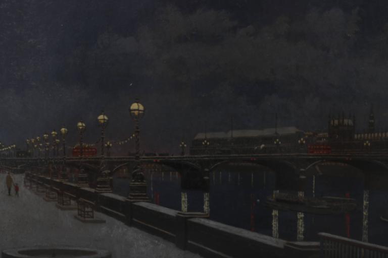 "London Bridge at Night" Painting For Sale at 1stDibs