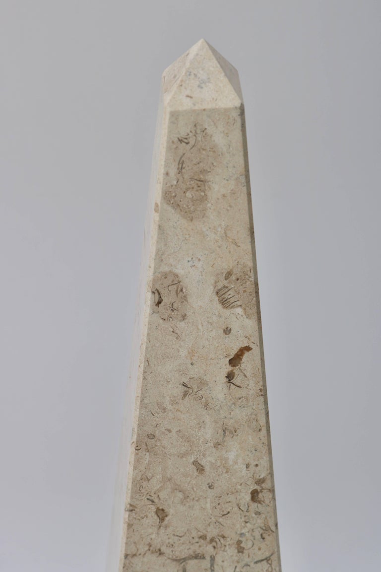 Pair of Marble Obelisk in Tan and Black at 1stDibs