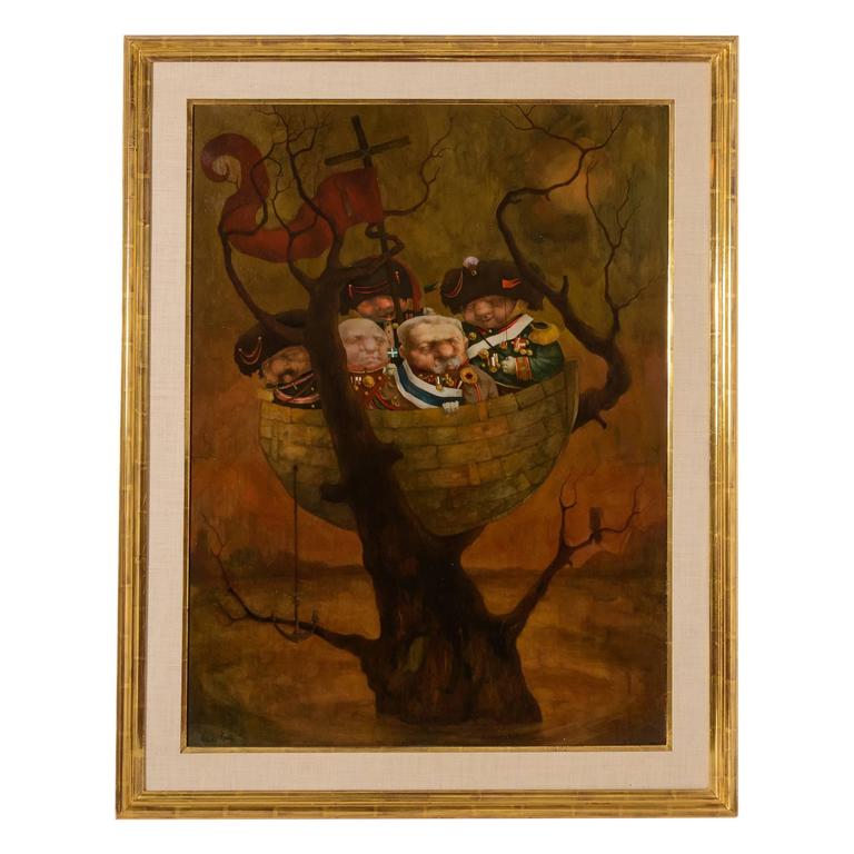 Oil on Board Painting, "Ship of Fools, " American Painter Charles Bragg ...