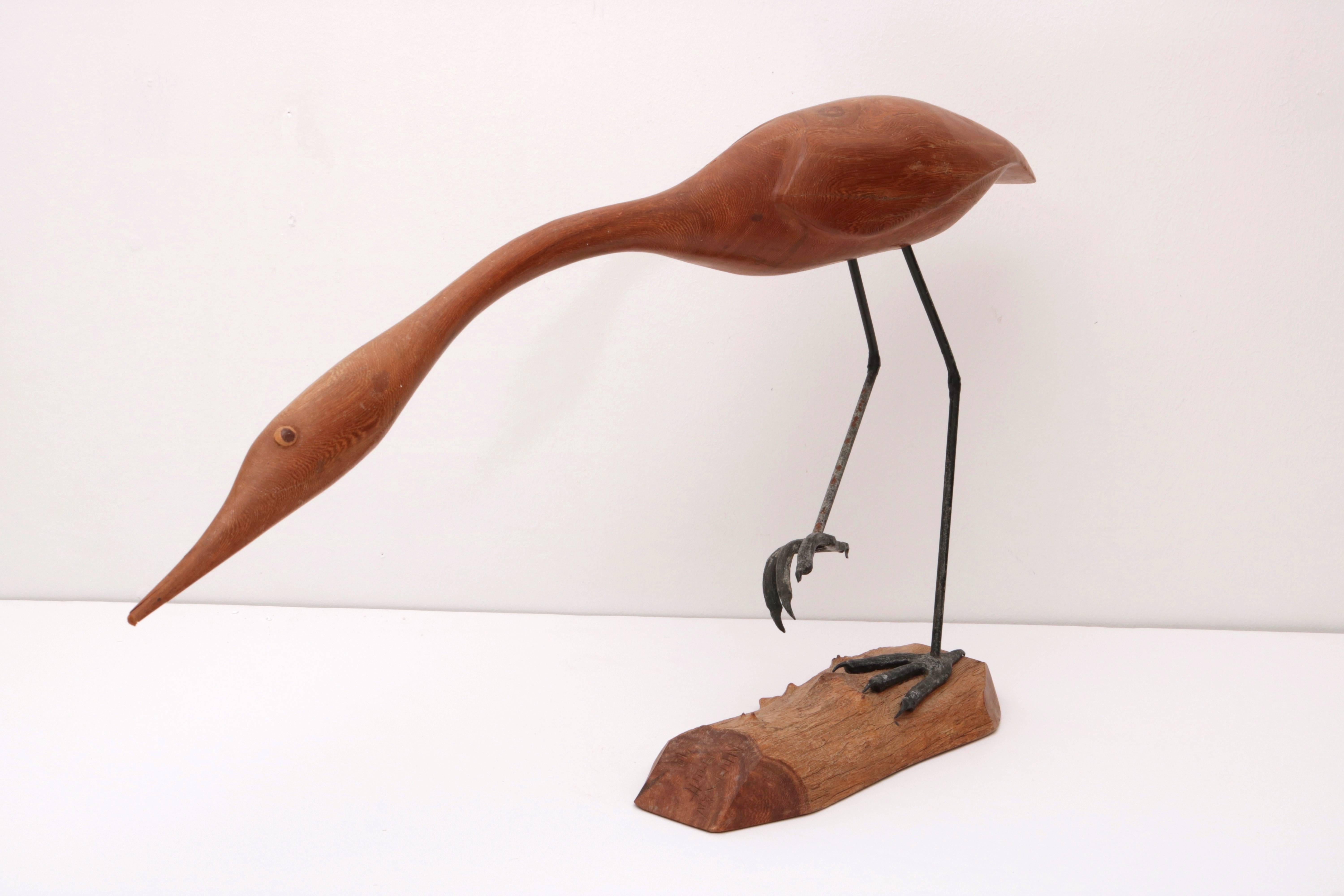 Hand-Carved "Sandpiper" by American Wood Carver Norman Pruitt, circa ...