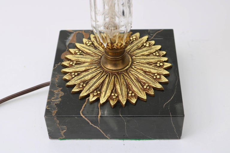 Pair of Vanity Table Lamps in Crystal, Bronze and Marble at 1stDibs