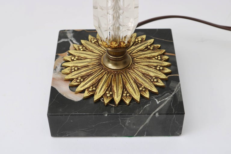 Pair of Vanity Table Lamps in Crystal, Bronze and Marble at 1stDibs
