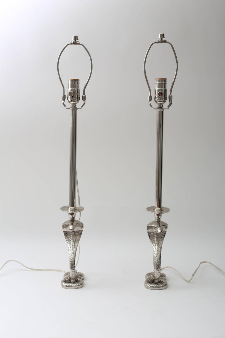 Pair Cobra Table Lamps For Sale at 1stDibs