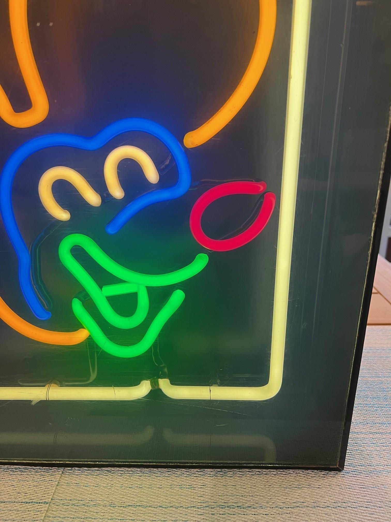 Vintage Original Mickey Mouse Neon Sign Framed For Sale at 1stDibs