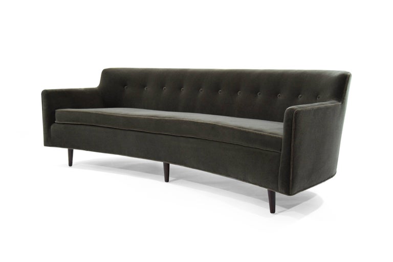 Mid-Century Modern Walnut Bracket Back Crescent Sofa at 1stDibs